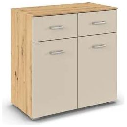 Kommode Rauch "Gamma", eiche artisan, beige (champagner), B:80cm H:81cm T:42cm, Holzwerkstoff, Sideboards, Kommode, mit zwei T&uuml;ren und zwei ger&auml;umigen Schubladen MADE IN GERMANY