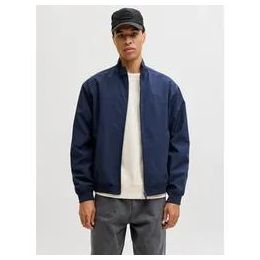 Jack & Jones Bomberjacke JACK & JONES "JJECHARGE STAND COLLAR BOMBER NOOS", Herren, Gr. S, navy blazer, Web, Obermaterial: 100% Polyester, unifarben, Jacken Bomberjacke, mit Stehkragen