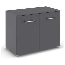 Kommode Rauch "Gamma", graumetallic, B:80cm H:61cm T:42cm, Holzwerkstoff, Sideboards, Kommode, mit 2 T&uuml;ren, verstellbaren B&ouml;den und viel Stauraum MADE IN GERMANY