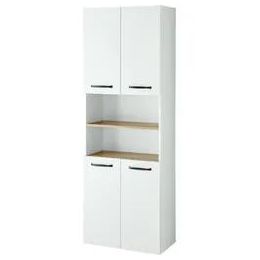 Hochschrank SAPHIR "Quickset 500, Badschrank 61,6 cm breit, 4 T&uuml;ren", wei&szlig; matt, B:61,6cm H:176cm T:32,2cm, Holzwerkstoff, Schr&auml;nke, Hochschrank, 4 Einlegeb&ouml;den, 1 offenes Fach, Badezimmer-Hochschrank