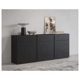 Sideboard OTTO HOME "Cross,Breite 180 cm, moderne grifflose Kommode,3 T&uuml;ren/3 Schubk&auml;sten", schwarz, B:180cm H:78,3cm T:40cm, FSC-zertifizierter Holzwerkstoff, Melamin, Sideboards, Sideboard, Schubladenschrank mit viel Stauraum, Einlegeb&ouml;den verstellbar