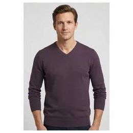 Strickpullover Fynch-Hatton, Herren, Gr. M, aubergine, Feinstrick, Obermaterial: 100% Baumwolle, unifarben, h&uuml;ftbedeckend, V-Ausschnitt, Flachstrickb&uuml;ndchen, Pullover Strickpullover, aus Baumwolle, mit V-Ausschnitt, h&uuml;ftbedeckende Passform