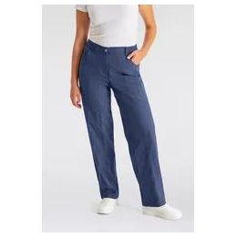 Stretch-Hose KjBRAND "Babsie", Damen, Gr. 54, N-Gr, mittelblau gestreift, Web, Obermaterial: 47% Baumwolle, 45% Polyester, 6% Viskose, 2% Elasthan, regular fit lang, Hosen, mit Taschen