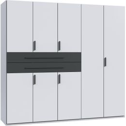 Dreht&uuml;renschrank wimex, B:225cm H:208cm T:58cmwei&szlig;, absetzung und griffe grafit, Holzwerkstoff, Schr&auml;nke, "Digit Kleiderschrank wahlweise mit oder