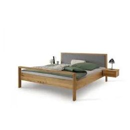 Schlafzimmer-Set Home Affaire "Huven Schlafzimmer", natur, B:180cm H:90cm T:200cm, Schlafzimmerm&ouml;bel-Sets, Massivholzbett aus Eiche mit 2 Nachttische, Kopfteil mit Filz, FSC