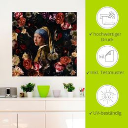 Wandbild Artland, B:100cm H:100cm, bunt, Vinyl, Wohnzimmer, Bilder, "M&auml;dchen mit den Perlenohrring Adaption", als Alubild, Leinwandbild, Poster,