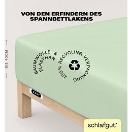 Spannbettlaken Schlafgut, gr&uuml;n, Jersey, Obermaterial: 95% Baumwolle, 5% Elasthan, Bettlaken, "EASY Jersey Elasthan Boxspring", MADE IN GREEN by