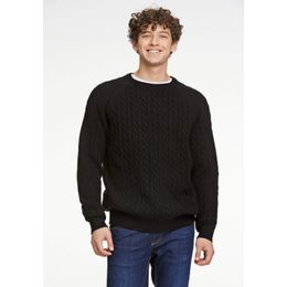 LINDBERGH Herren Strickpullover "Strickpullover Relaxed Fit", schwarz, Gr. L, Obermaterial: 80% Wolle, 20% Nylon, Pullover