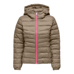 Only Damen Steppjacke "ONLTAHOE CONTRAST HOOD JACKET CC OTW", beige, Gr. S, unifarben mit Farbeinsatz, Web, Obermaterial: 100% Nylon, Jacken