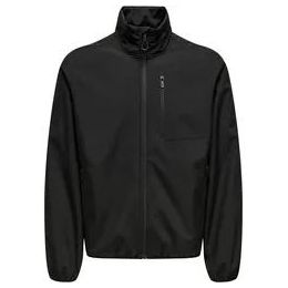 Only & Sons Bomberjacke ONLY & SONS "ONSODENSE SOFTSHELL BOMBER JACKET OTW OT", Herren, Gr. M, schwarz, Web, Obermaterial: 100% Polyester, unifarben, regular fit, Jacken Bomberjacke
