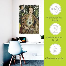 Wandbild Artland, B:90cm H:130cm, orange, Papier, Wohnzimmer, Bilder, "Dame mit blauem Schmuckst&uuml;ck. 1937", als Alubild, Leinwandbild, Poster,