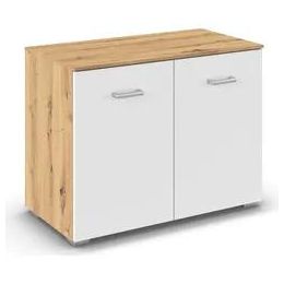 Kommode Rauch "Gamma", eiche artisan, alpinwei&szlig;, B:80cm H:61cm T:42cm, Holzwerkstoff, Sideboards, Kommode, mit 2 T&uuml;ren, verstellbaren B&ouml;den und viel Stauraum MADE IN GERMANY