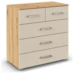 Kommode Rauch "Gamma", eiche artisan, beige (champagner), B:80cm H:81cm T:42cm, Holzwerkstoff, Sideboards, Kommode, mit f&uuml;nf ger&auml;umigen Schubladen in verschiedenen Gr&ouml;&szlig;en MADE IN GERMANY