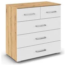 Kommode Rauch "Gamma", eiche artisan, alpinwei&szlig;, B:80cm H:81cm T:42cm, Holzwerkstoff, Sideboards, Kommode, mit f&uuml;nf ger&auml;umigen Schubladen in verschiedenen Gr&ouml;&szlig;en MADE IN GERMANY