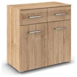 Kommode Rauch "Gamma", eiche sonoma, B:80cm H:81cm T:42cm, Holzwerkstoff, Sideboards, Kommode, mit zwei T&uuml;ren und zwei ger&auml;umigen Schubladen MADE IN GERMANY