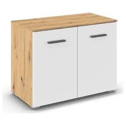 Kommode Rauch "Gamma", eiche artisan, alpinwei&szlig;, B:80cm H:61cm T:42cm, Holzwerkstoff, Sideboards, Kommode, mit 2 T&uuml;ren, verstellbaren B&ouml;den und viel Stauraum MADE IN GERMANY