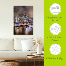 Wandbild Artland, B:80cm H:120cm, bunt, Leinwand, Wohnzimmer, Bilder, "LONDON Tower Bridge im Abendlicht", als Alubild, Leinwandbild, Poster,