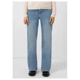 Stretch-Jeans QS "CATIE Wide Leg", Damen, Gr. 44, L&auml;nge 32, light blau used, Denim/Jeans, Obermaterial: 91% Baumwolle, 7% Elastomultiester, 2% Elasthan. Futter: 65% Polyester, 35% Baumwolle, unifarben, slim fit kn&ouml;chellang, Jeans, 5-Pocket-Form