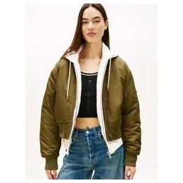 Tommy Hilfiger Bomberjacke TOMMY JEANS "TJW ESSENTIAL BOMBER JACKET", Damen, Gr. XL (42), tundra olive, Web, Obermaterial: 100% Nylon, unifarben, regular fit, Rippb&uuml;ndchen, Jacken Bomberjacke, Mit Rei&szlig;verschlusstaschen an den &Auml;rmeln