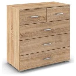 Kommode Rauch "Gamma", eiche sonoma, B:80cm H:81cm T:42cm, Holzwerkstoff, Sideboards, Kommode, mit f&uuml;nf ger&auml;umigen Schubladen in verschiedenen Gr&ouml;&szlig;en MADE IN GERMANY
