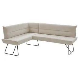 Eckbank Niehoff SITZM&Ouml;BEL "Conny", cream, schwarz, B:161cm H:91cm T:225cm, 95%PES 5%NY, Sitzb&auml;nke, Eckbank, mit Micro-Federkern, Bezug Cord, Gestell Kufe, verschiedene Ma&szlig;e