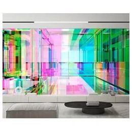 Livingwalls Vliestapete LIVING WALLS "Fototapete Glasw&uuml;rfel Bunt 3D Pink Gr&uuml;n Blau", bunt, B:2,7m H:0,02m L:5m, Vlies, Tapeten