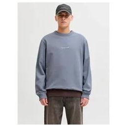 Jack & Jones Sweatshirt JACK & JONES "JORNORREBRO EMB SWEAT CREW NOOS", Herren, Gr. M, tradewinds, angeraute Sweatware, Obermaterial: 89% Baumwolle, 11% Polyester, unifarben, relaxed fit normal, Rundhals, Rippb&uuml;ndchen, Sweatshirts Sweatshirt, mit Logo Print