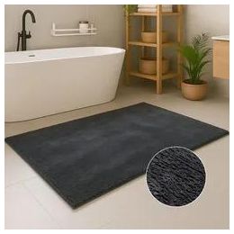 Badematte Carpet City "PURE500, Badteppich uni", dunkelgrau, H:16mm, Polyester, Badematten, Badematte, Teppich Badezimmer, Badvorleger, Anti-Rutsch, Waschbar, Duschmatte