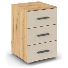 Nachtkommode Rauch "Gamma", eiche artisan, beige (champagner), B:40cm H:61cm T:42cm, Holzwerkstoff, Sideboards, mit 3 ger&auml;umigen Schubladen MADE IN GERMANY