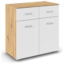Kommode Rauch "Gamma", eiche artisan, alpinwei&szlig;, B:80cm H:81cm T:42cm, Holzwerkstoff, Sideboards, Kommode, mit zwei T&uuml;ren und zwei ger&auml;umigen Schubladen MADE IN GERMANY