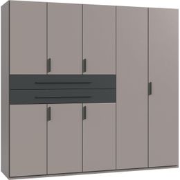 Dreht&uuml;renschrank wimex, B:225cm H:208cm T:58cmsaharagrau, absetzung und griffe grafit, Holzwerkstoff, Schr&auml;nke, "Digit Kleiderschrank wahlweise mit