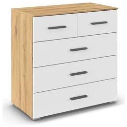 Kommode Rauch "Gamma", eiche artisan, alpinwei&szlig;, B:80cm H:81cm T:42cm, Holzwerkstoff, Sideboards, Kommode, mit f&uuml;nf ger&auml;umigen Schubladen in verschiedenen Gr&ouml;&szlig;en MADE IN GERMANY