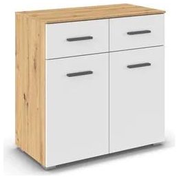 Kommode Rauch "Gamma", eiche artisan, alpinwei&szlig;, B:80cm H:81cm T:42cm, Holzwerkstoff, Sideboards, Kommode, mit zwei T&uuml;ren und zwei ger&auml;umigen Schubladen MADE IN GERMANY