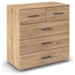 Kommode Rauch "Gamma", eiche sonoma, B:80cm H:81cm T:42cm, Holzwerkstoff, Sideboards, Kommode, mit f&uuml;nf ger&auml;umigen Schubladen in verschiedenen Gr&ouml;&szlig;en MADE IN GERMANY