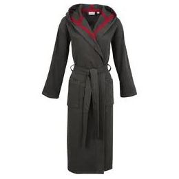 Unisex-Bademantel Carl Ross "supercombed light" Gr. L, dunkelgrau, intense rot, L:130cm, Frottier, Hausm&auml;ntel, Kapuze