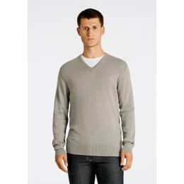 LINDBERGH Herren Strickpullover "Strickpullover Slim Fit", beige, Gr. S, Obermaterial: 80% Viskose, 20% Nylon, Pullover