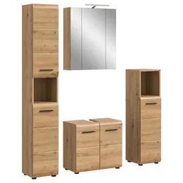 Badezimmer-Set Welltime, artisan oak nb, B:150cm H:185cm T:30cm, Holzwerkstoff, MDF, Kastenm&ouml;bel-Sets, Florenz, Badkombination 5-tlg.,Artisan Oak NB,l inkl Beleuchtung