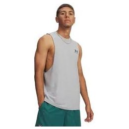 Trainingstop Under Armour "UA LEFT CHEST CUT OFF TANK", Herren, Gr. S, steel light heather,, schwarz, Obermaterial: 60% Baumwolle, 40% Polyester, Tops, sportliche Schnittform, f&uuml;r Trainingseinheiten, leichtes Design