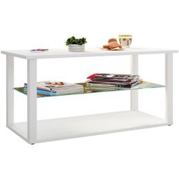 Couchtisch Vcm, B:95cm T:45cmwei&szlig;, Wohnzimmer, Tische, "Holz Sofatisch Couchtisch Glas Tisch Wanilo L"