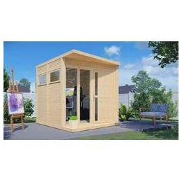 Gartenhaus BERTILO "Concept Office, in verschiedenen Farben", beige (natural), Fu&szlig;boden im Gartenhaus, ohne Dacheindeckung, Massivholz, Gartenh&auml;user, Gartenhaus, mit elegantem Rhombus-Profil in einfacher Elementbauweise