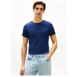 T-Shirt Tommy Hilfiger "STRETCH SLIM FIT", Herren, Gr. S, carbon navy, Jersey, Obermaterial: 96% Baumwolle, 4% Elasthan, slim fit normal, Rundhals, Shirts T-Shirt, unifarben, casual, slim fit, Baumwollmix, Rundhals