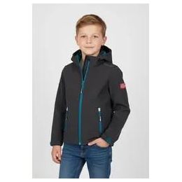 Softshelljacke Trollkids "KIDS TROLLFJORD JACKET", Kinder, Gr. 98, schwarz, petrol, Obermaterial: 94% Polyester, 6% Elasthan, normal, Jacken Softshelljacke