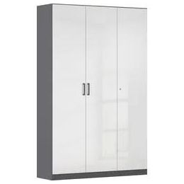 Mehrzweckschrank Rauch "Garderobe Kleiderschrank Schrank Schuhschrank Putzschrank MINOSA", graumetallic, hochglanz wei&szlig;, griffe graumetallic, B:136cm H:210cm T:41cm, Holzwerkstoff, Schr&auml;nke, Mehrzweckschrank, In 4 Breiten mit vielen Einlegeb&ouml;den f&uuml;r viel Stauraum MADE IN GERMANY