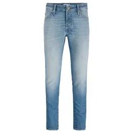 Jack & Jones Slim-fit-Jeans JACK & JONES "JJIGLENN JJICON JJ 619 50SPS NOOS", Herren, Gr. 32, L&auml;nge 32, blau denim, Denim/Jeans, Obermaterial: 95% Baumwolle, 4% Elastomultiester, 1% Elasthan, unifarben, slim fit lang, Jeans Slim-fit-Jeans, Baumwollmischung, slim fit