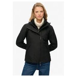 Outdoorjacke Superdry "Hooded Mtn Windbreaker Jkt", Damen, Gr. XXL, meteorite schwarz, Web, Obermaterial: 100% Polyester, unifarben, normal, Jacken Outdoorjacke
