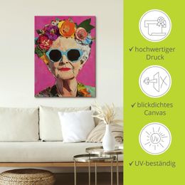 Wandbild Artland, B:90cm H:120cm, bunt, Leinwand, Wohnzimmer, Bilder, "Wild und fabelhaft, Frau mit Blumenkranz", als Alubild, Leinwandbild, Poster,