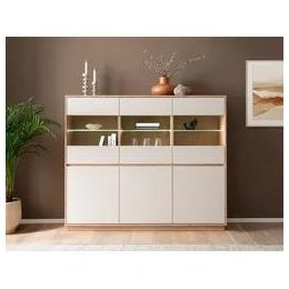 Highboard Home Affaire "Sonora, moderner Schrank, Stauraumelement in Eiche Artisan, Kommode", kaschmir, eiche artisan, B:164cm H:138cm T:40cm, FSC-zertifizierter Holzwerkstoff, Sideboards, Highboard, filigrane Rahmenoptik, ausreichend Stauraum, vielseitig einsetzbar