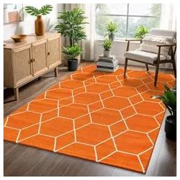 Teppich Sanat "Trellis", orange, B:200cm H:10mm L:290cm, Kunstfaser, Teppiche, Teppich, Kurzflor, skandi, boho, auch als L&auml;ufer und in rund