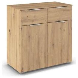 Kombikommode Rauch "Sideboard Schubladenkommode CORTONA mit Dekor-Front", eiche artisan, B:80cm H:81cm T:42cm, Holzwerkstoff, Sideboards, Kombikommode, mit 2 Schubladen und 1 verstellbaren Einlegeboden MADE IN GERMANY
