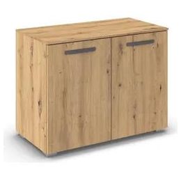 Sideboard Rauch "T&uuml;rkommode Kommode Lowboard OTELI mit Dekor- und Hochglanzfront", eiche artisan, B:80cm H:61cm T:42cm, Holzwerkstoff, Sideboards, Sideboard, mit 2 T&uuml;ren, Einlegeboden variabel einsetzbar MADE IN GERMANY